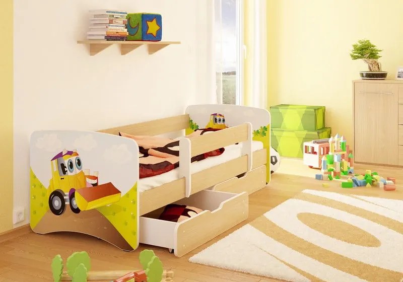 MAXMAX Dětská postel BAGR funny 180x90 cm - bez šuplíku