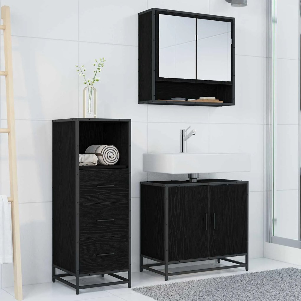 Sada koupelnového nábytku 3 ks Černý dub 65 x 33 x 60 cm 3402446