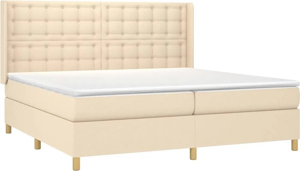 Box spring postel s matrací krémová 200x200 cm textil 3132342