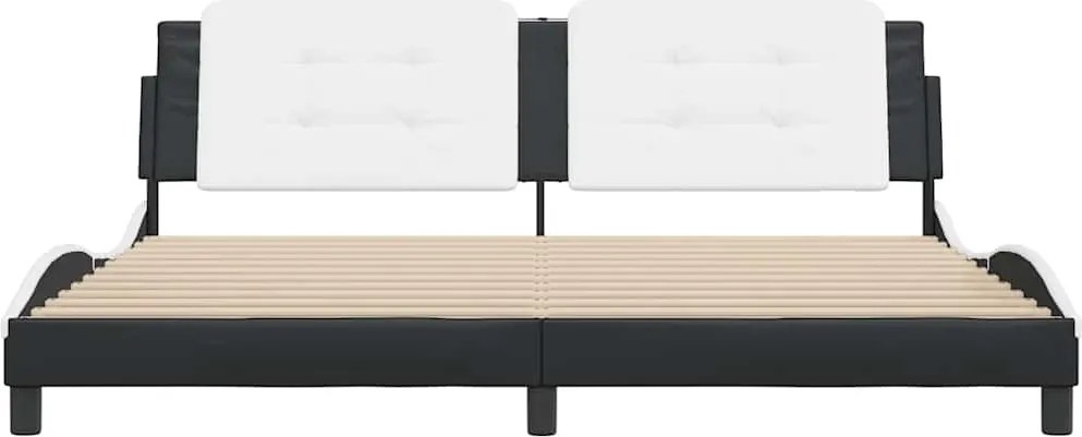 Rám postele bez matrace Zadar černý a bílý 200 x 200 cm umělá kůže 3208210