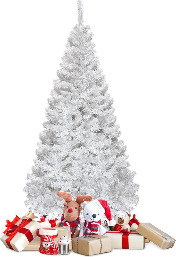 Costway Christmas Tree Umělý vánoční stromek s kovovým stojanem 150-240 – bílý