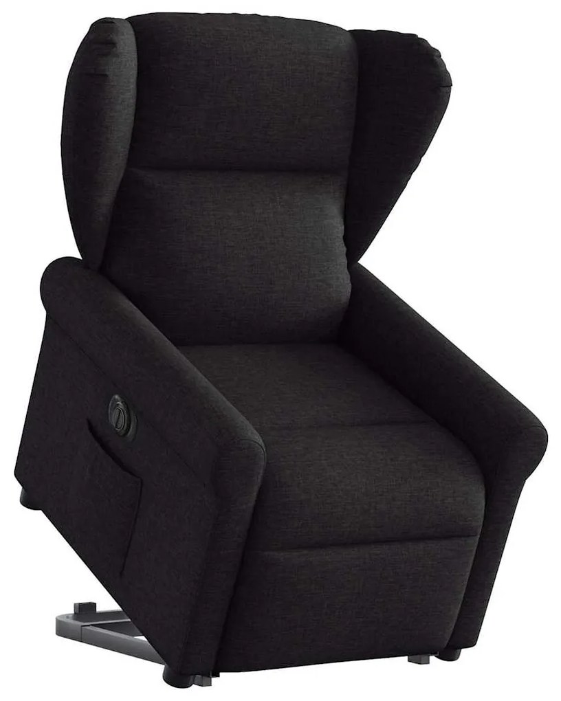 Elektrické zvedací polohovací křeslo černé textil 3303396
