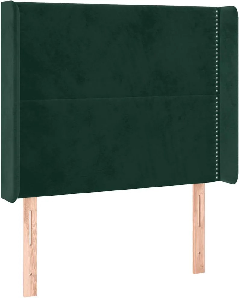 Box spring postel s matrací a LED tmavě zelená 100x200 cm samet 3139490