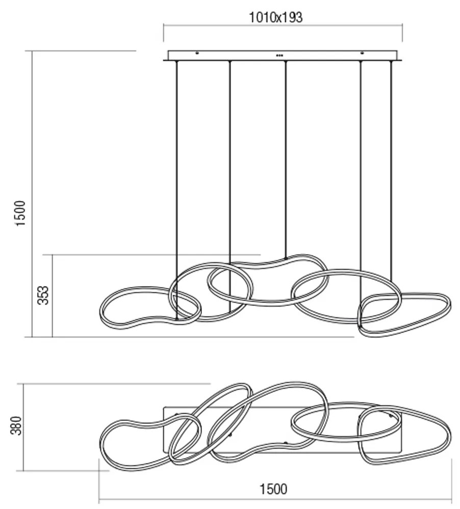 Redo 01-2597 závěsné LED stmívatelné svítidlo Bias pískově bílá, 108,6W, 3000K, 150cm