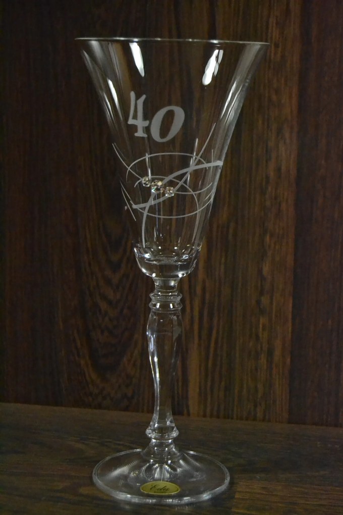 Výroční pohár na 40. narozeniny ŠAMPAŇSKÉ se swarovski krystaly