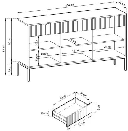 Piaski Komoda Nova KSZ-154 Barva: bílá