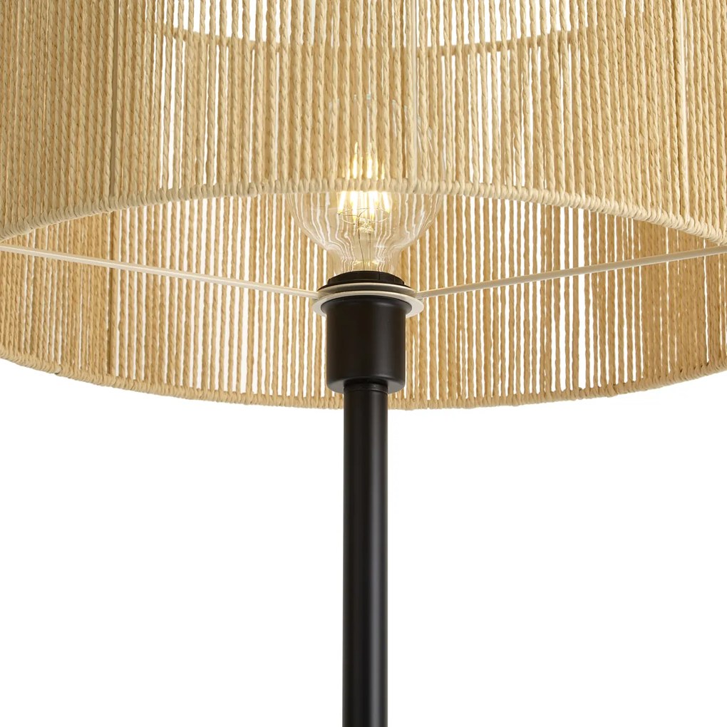 Simplo Floor Lamp: Black Frame with Beige Paper Rope Shade (50/50/25)