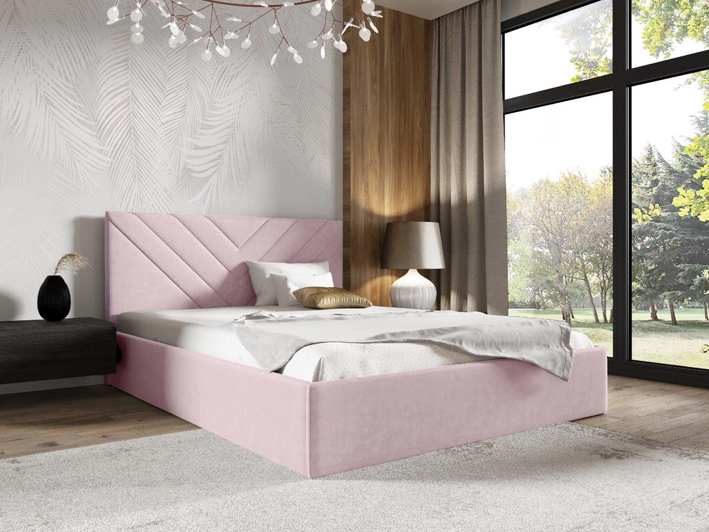 Eka Čalouněná postel LIZA 180x200 cm Barva látky Trinity: (2310) Růžová, Úložný prostor: Bez úložného prostoru