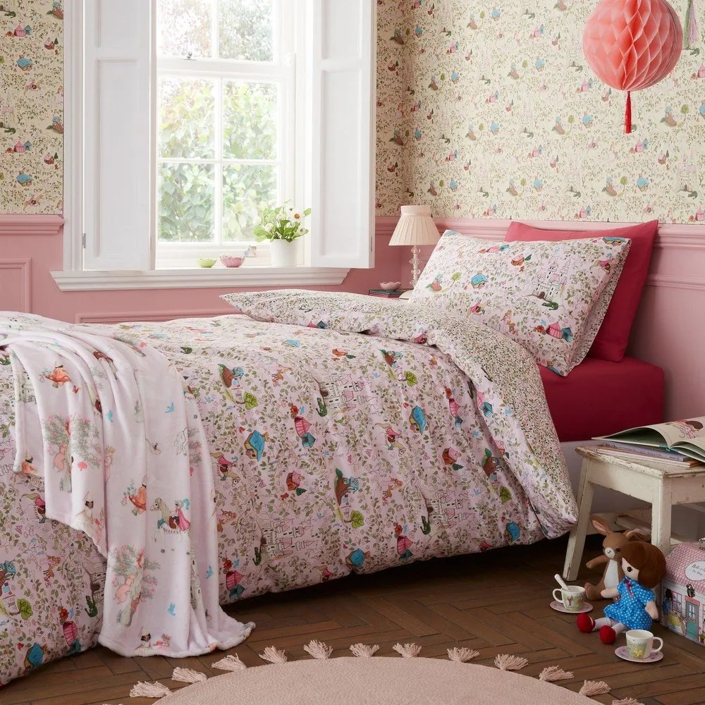 Růžové bavlněné dětské povlečení na jednolůžko 135x200 cm Fairytale – Belle &amp; Boo