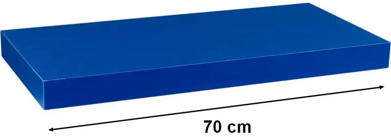 Moderní nástěnná police modrá, 70 cm