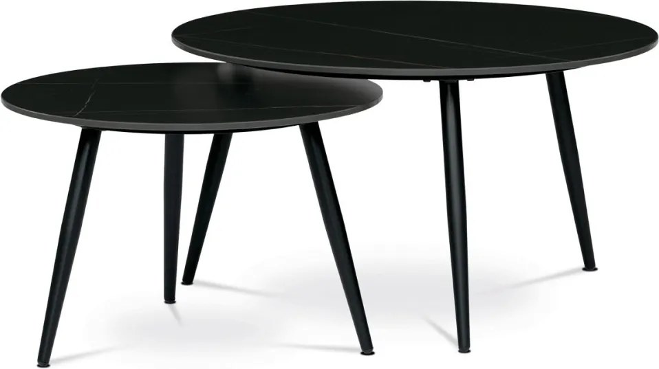 Konferenční stolek 80x80x45cm AHG-403 BK, slinutá keramika, mramor