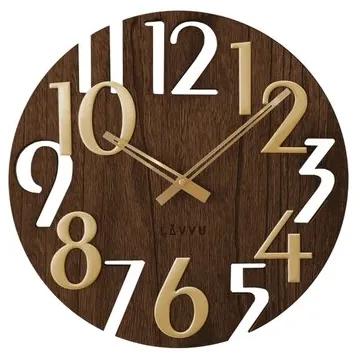 LCT1011 Nástěnné hodiny LAVVU STYLE Brown Wood, pr. 40 cm