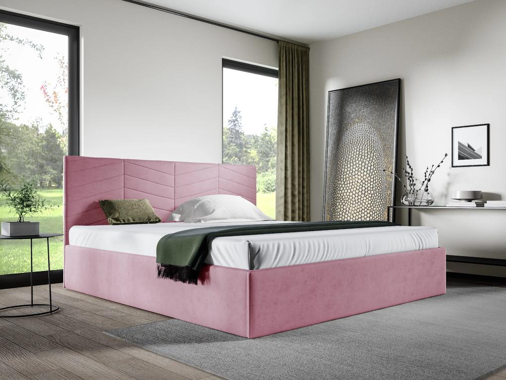 Eka Čalouněná postel ANNA 140x200 cm Barva látky Trinity: (2310) Růžová, Úložný prostor: Bez úložného prostoru