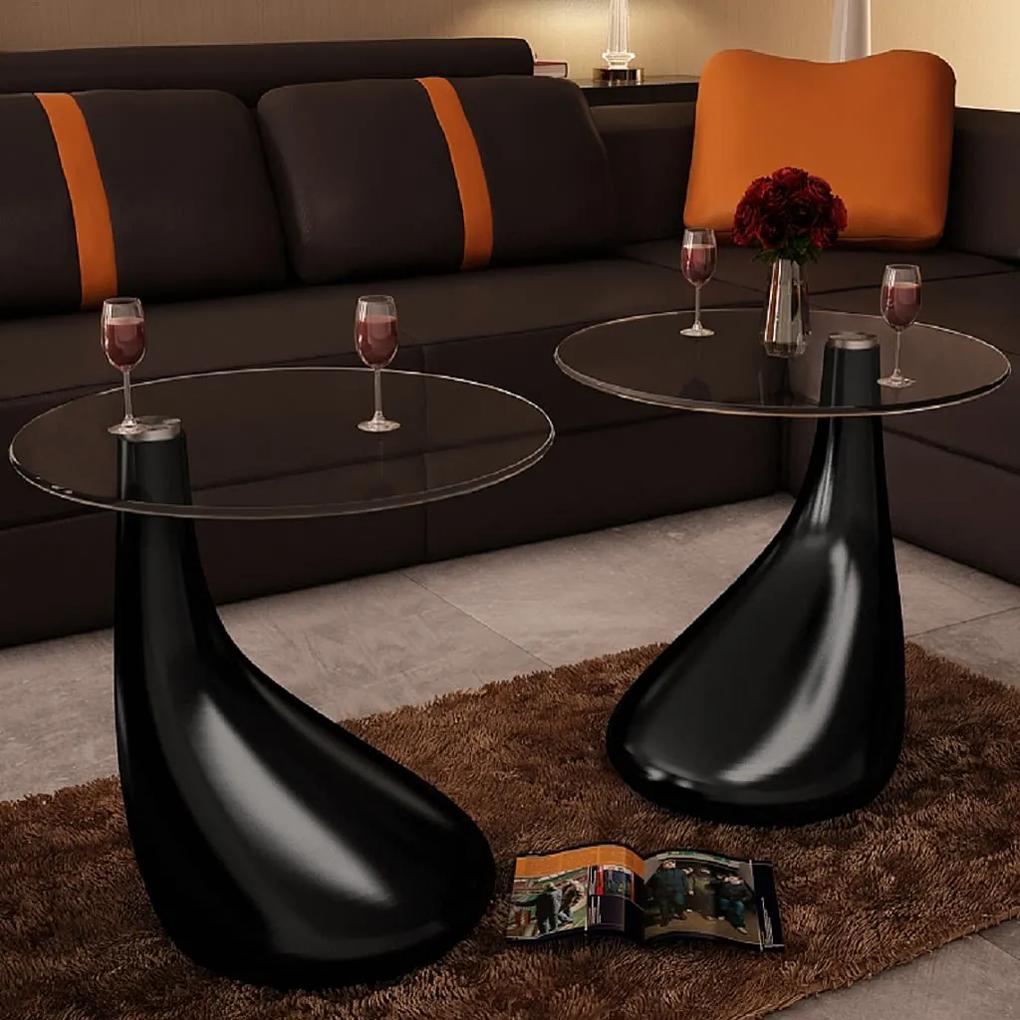 Konferenční stolek - černá kapková forma | 2 ks