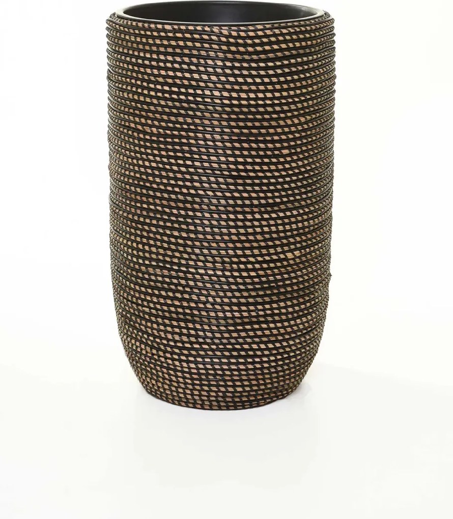 Pokojový květináč MACETA, ratan, 44x74 cm, natur/černá