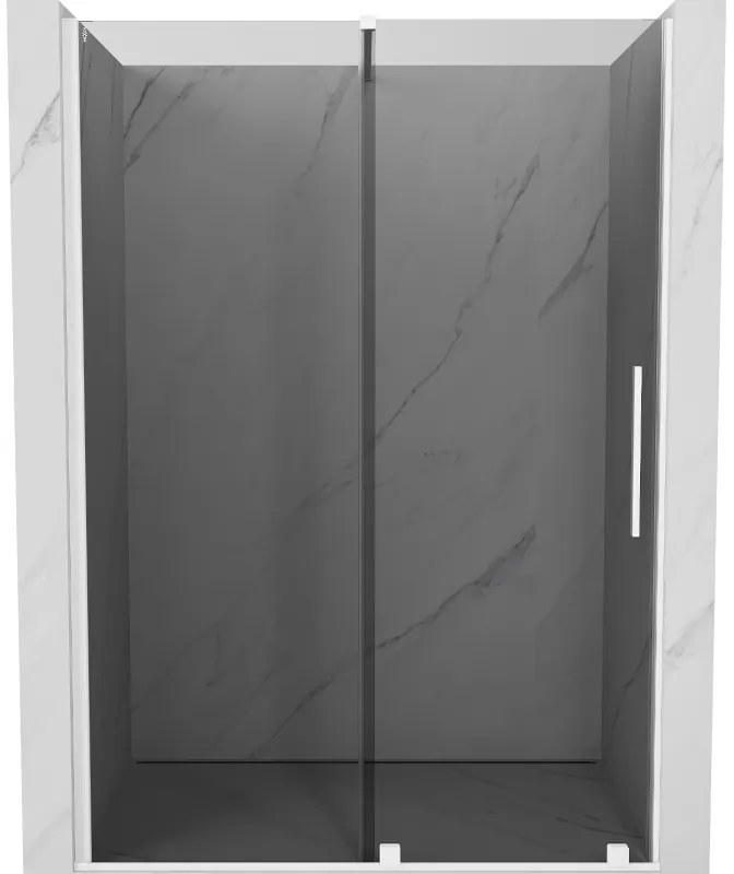 Mexen Velar, posuvné sprchové dveře do otvoru 130 cm, 8mm šedé sklo, bílá matná, 871-130-000-41-20