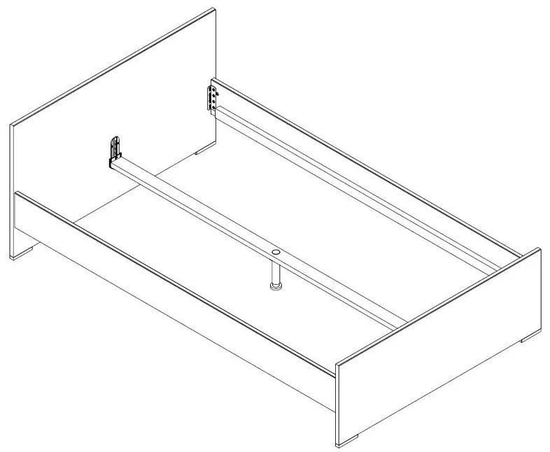 Postel Cariba 120x200 cm, dub san remo/grafit
