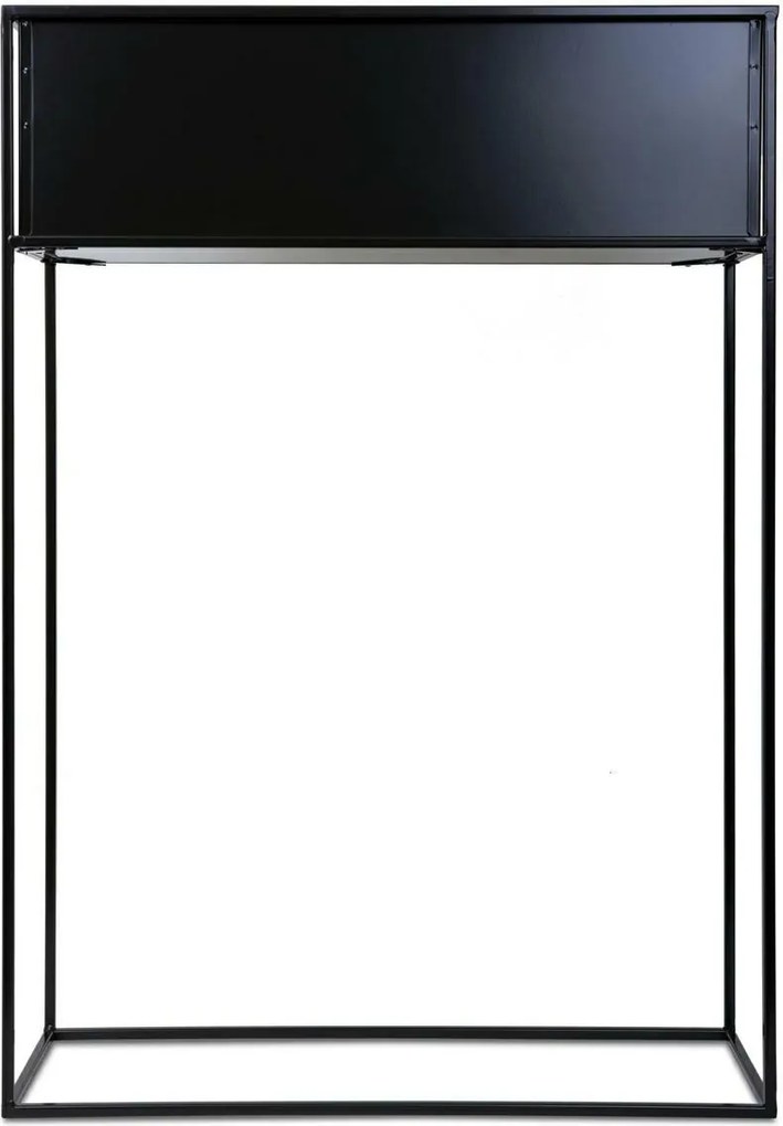 KOVOVÝ KVĚTINÁČ SE STOJÁNEM RECT 90X24X64 CM ČERNÁ