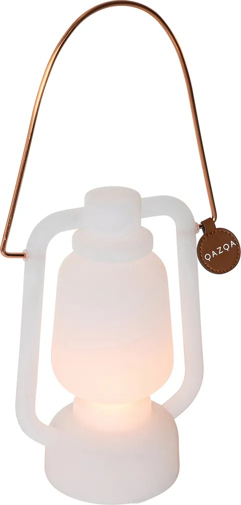 Stolní lampa dobíjecí 22 cm IP44 bílá - Storm Mini