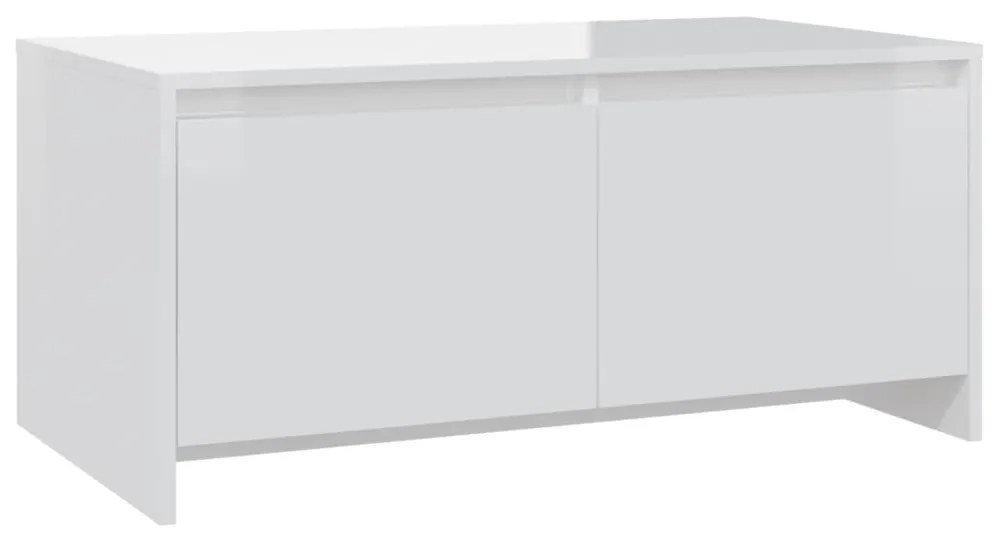 Konferenční stolek bílý vysoký lesk 90x50x41,5 cm dřevotříska - Default Title