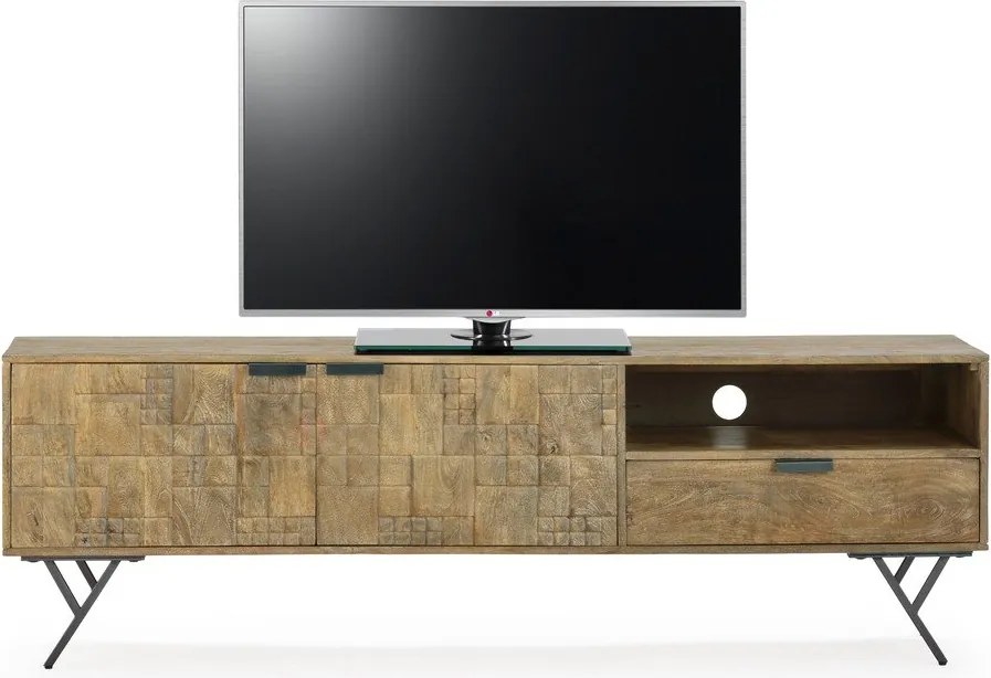 TV stolek z mangového dřeva v přírodní barvě 175x55x40 cm Priya – MOME