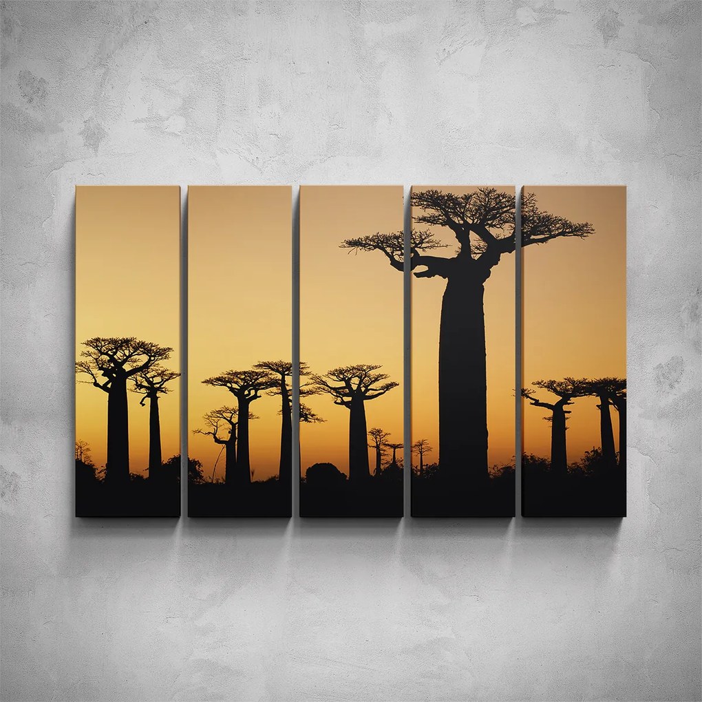 5-dílný obraz - Siluety stromů - PopyDesign