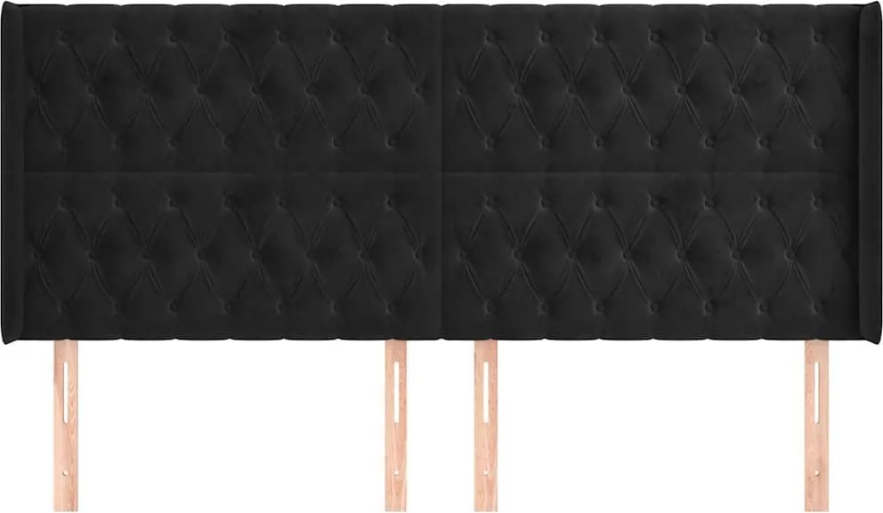 Čelo postele typu ušák černé 183x16x118/128 cm samet 3119978