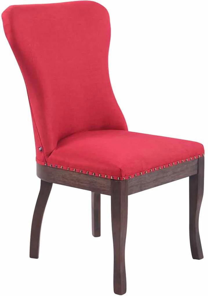 Jídelní židle Windsor ~ látka, dřevěné nohy antik tmavé Barva  Červená