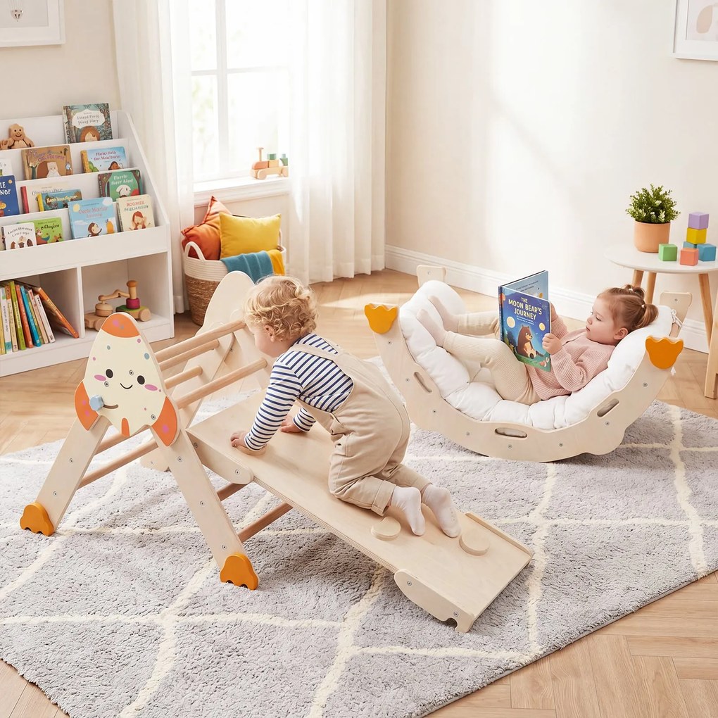 Costway Skládací Montessori prolézačka 8 v 1, přírodní