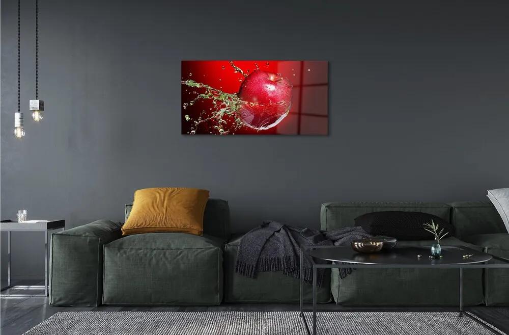 Obraz na skle jablko kapky 100x50 cm