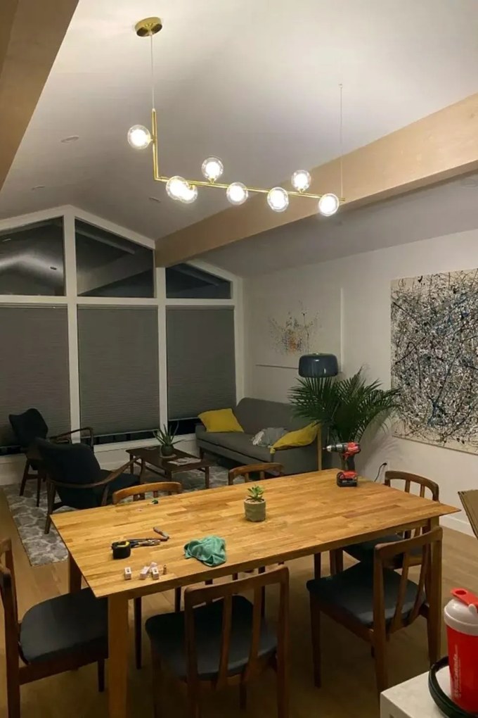 Toolight - Závěsná kovová lampa 8xG9, zlatá, OSW-03402