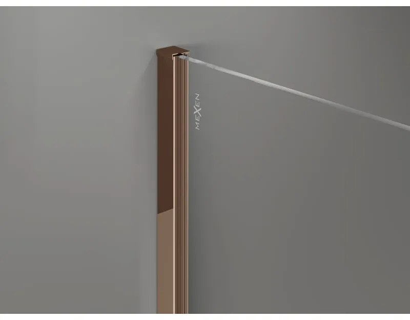 Mexen, Mexen Kioto-X sprchová stěna 110 x 200 cm, matná 10 mm, růžové zlato - 800-110-101-60-30-X