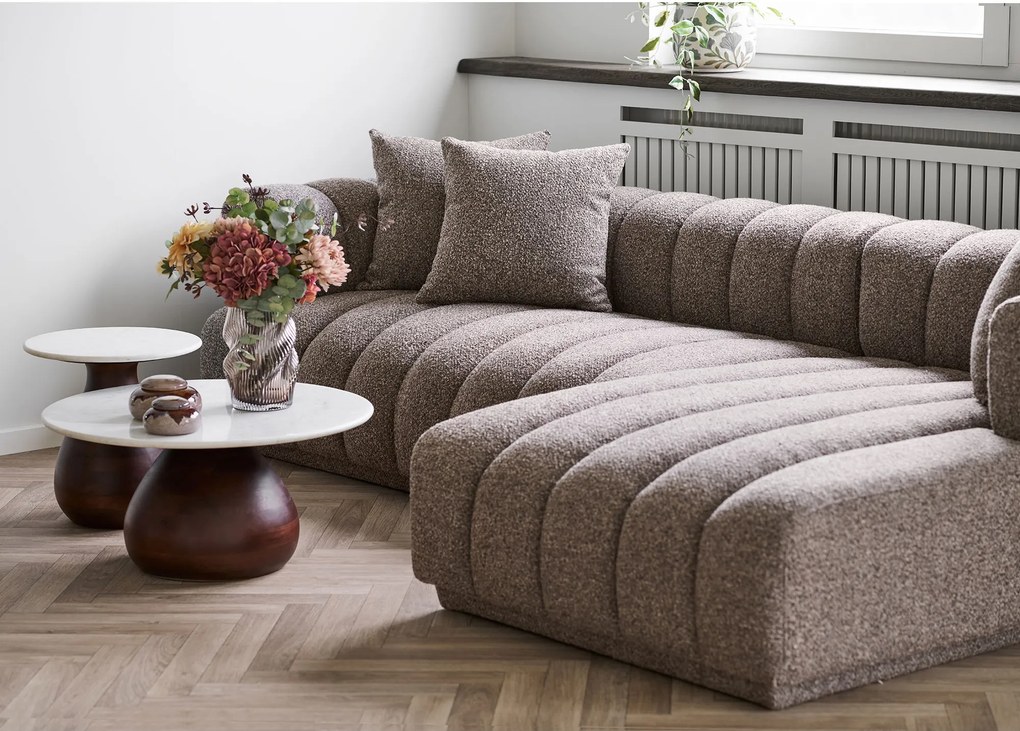 House Nordic Pravá rohová pohovka AURORA hnědá 293cm 1301359