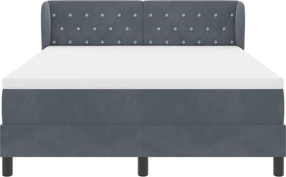 Postel s boxspringem s čelo Tmavě šedá 140 x 190 cm samet 3340329
