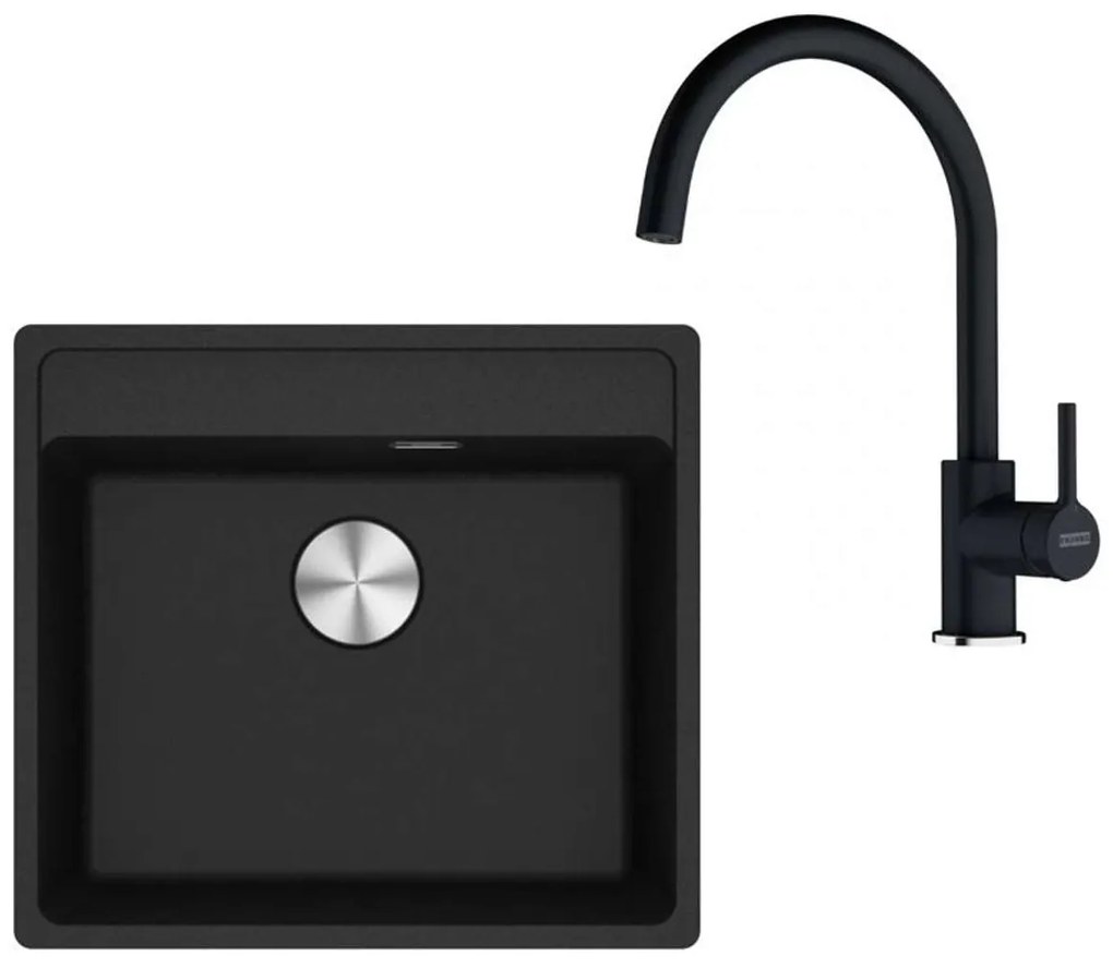 Franke - Kuchyňský set G274O, fragranitový dřez MRG 610-52 RTL a baterie FC 6018.071, onyx 114.0700.788