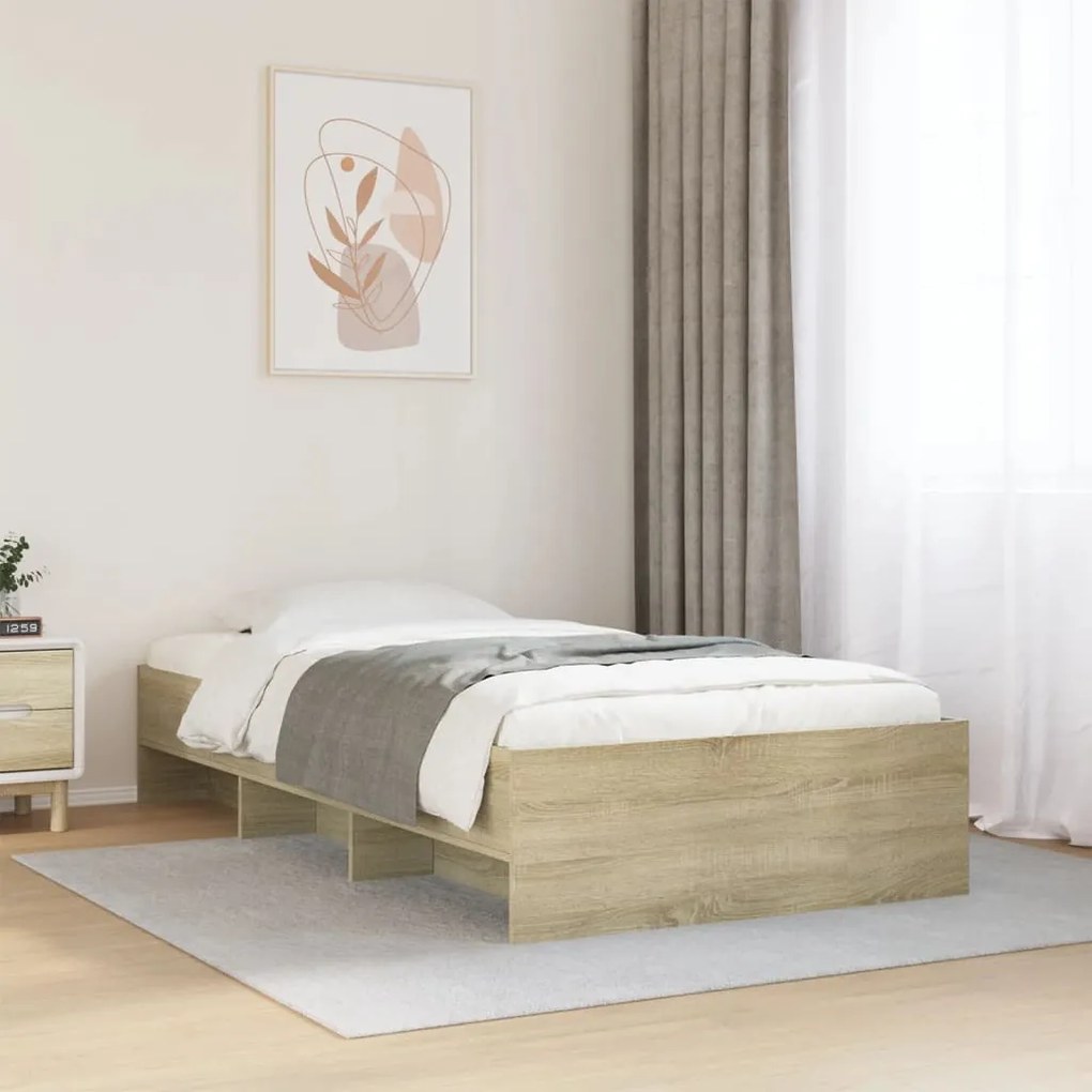 Rám postele bez matrace dub sonoma 75 x 190 cm kompozitní dřevo 3295711