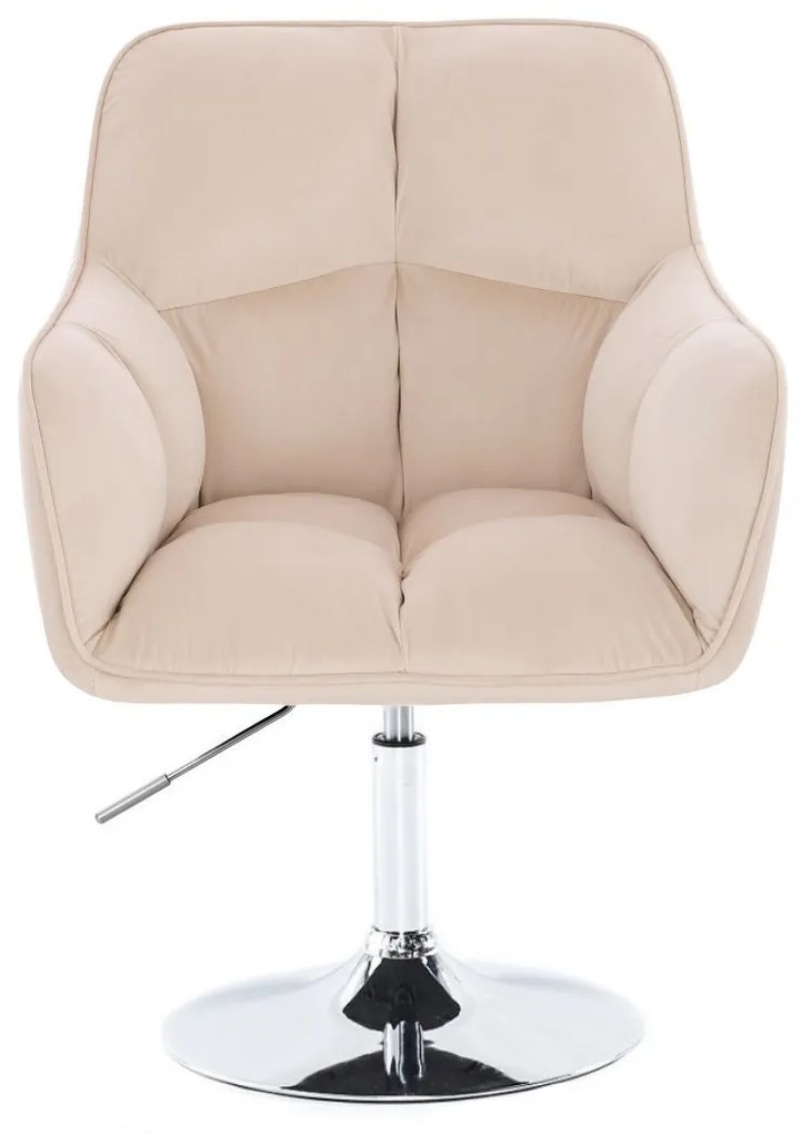 LuxuryForm DESIGN Otočné křeslo AMALFI VELUR na stříbrném talíři - krémové