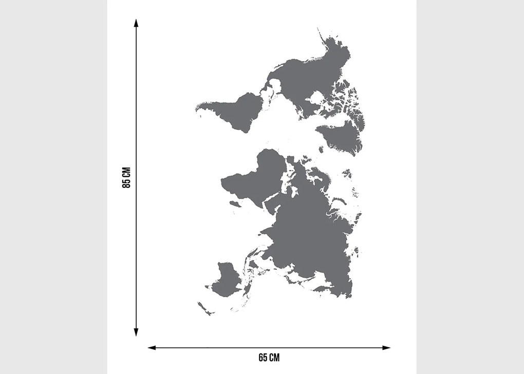 Samolepka na zeď Stříbrná Mapa | 65 x 85 cm | DF1041