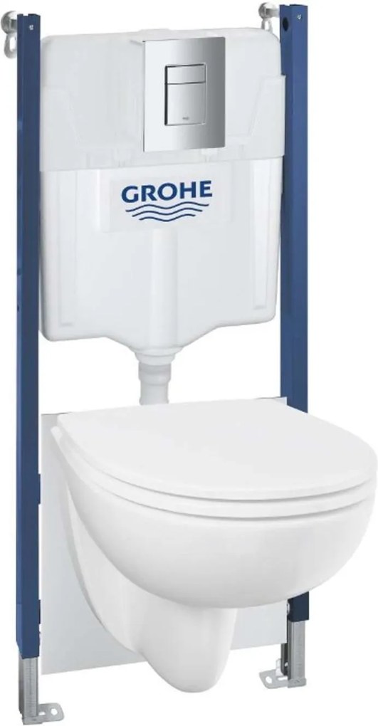 Grohe Solido - Set předstěnové instalace, klozetu Bau Ceramic a sedátka softclose, tlačítko Even, chrom 112954SH00