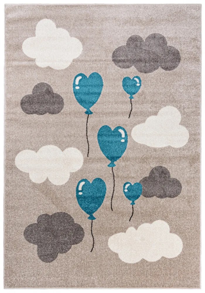 Dětský kusový koberec Modré balónky béžový, Velikosti 160x229cm