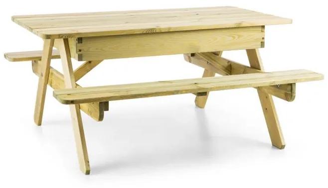 Blumfeldt Zaubersand, dětský piknikový stůl, hrací stůl, pískoviště, pravé borovicové dřevo