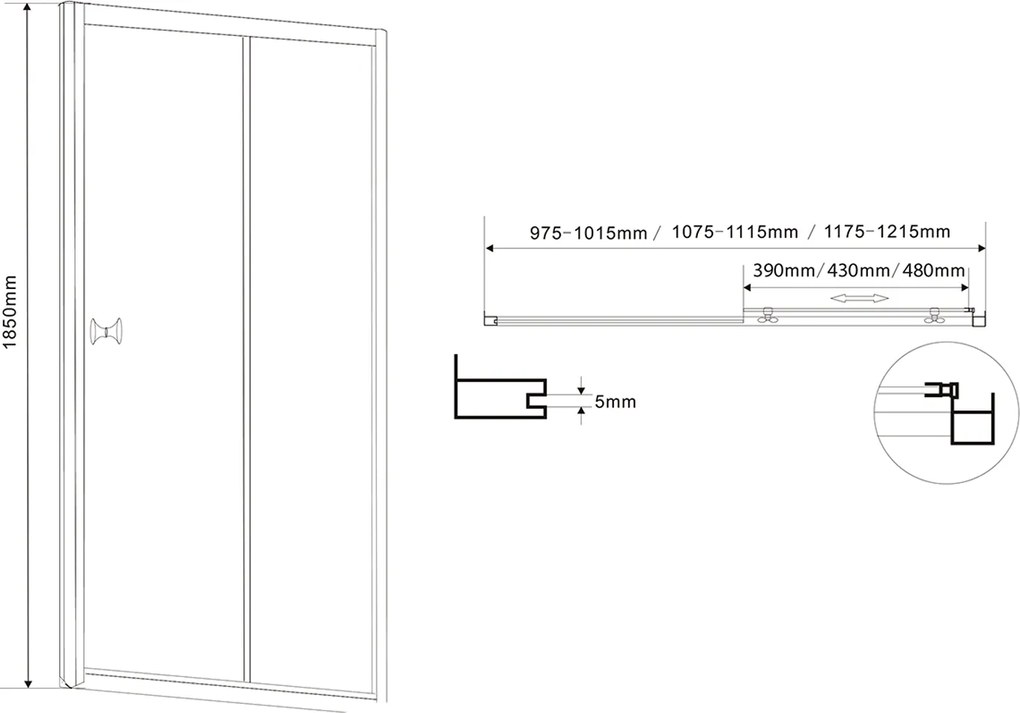 Aqualine Amadeo 120 cm BTS120 sprchové dveře