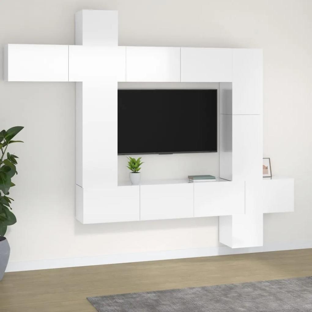 9dílný set TV skříněk bílý s vysokým leskem kompozitní dřevo - Default Title