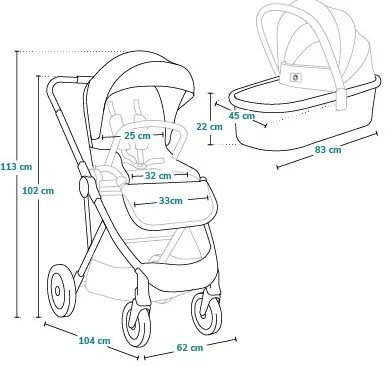 Lionelo - Kombinovaný kočárek 2v1 AMBER Black Onyx