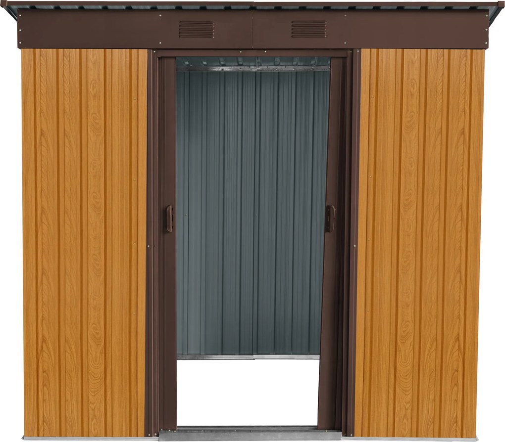 Zahradní domek BestBerg ZD-67RWB / 4,3 m² / 197 × 217 × 202 cm / dekor dřeva/hnědá