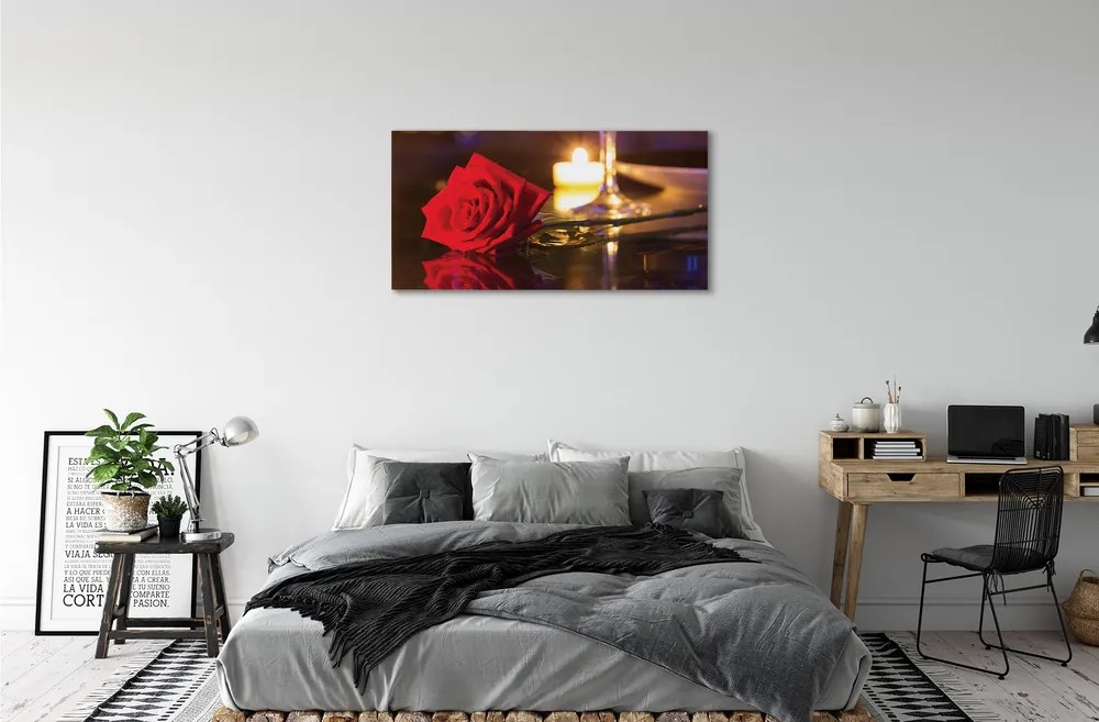 Obrazy na plátně Rose svíčka sklo 120x60 cm