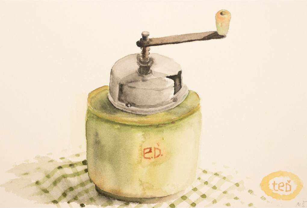 Martina Špinková | Babiččin kafemlejnek Rám: Černý, Velikost: 40 x 60 cm