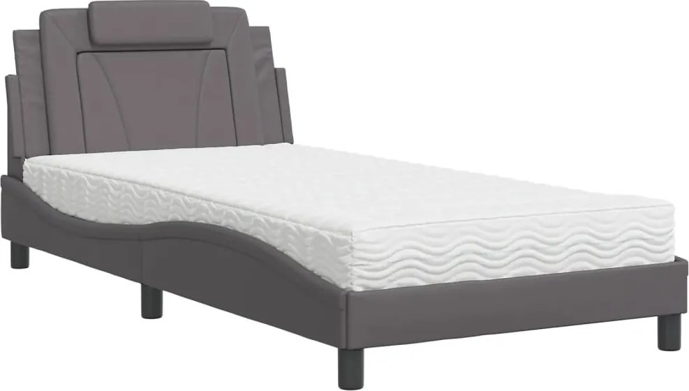 Postel Viana s matrací šedá 100 x 200 cm umělá kůže 3208778