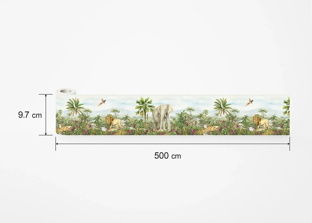 Dětská samolepící bordura na zeď Jungle | 5 m x 9.7 cm | DWBD8135