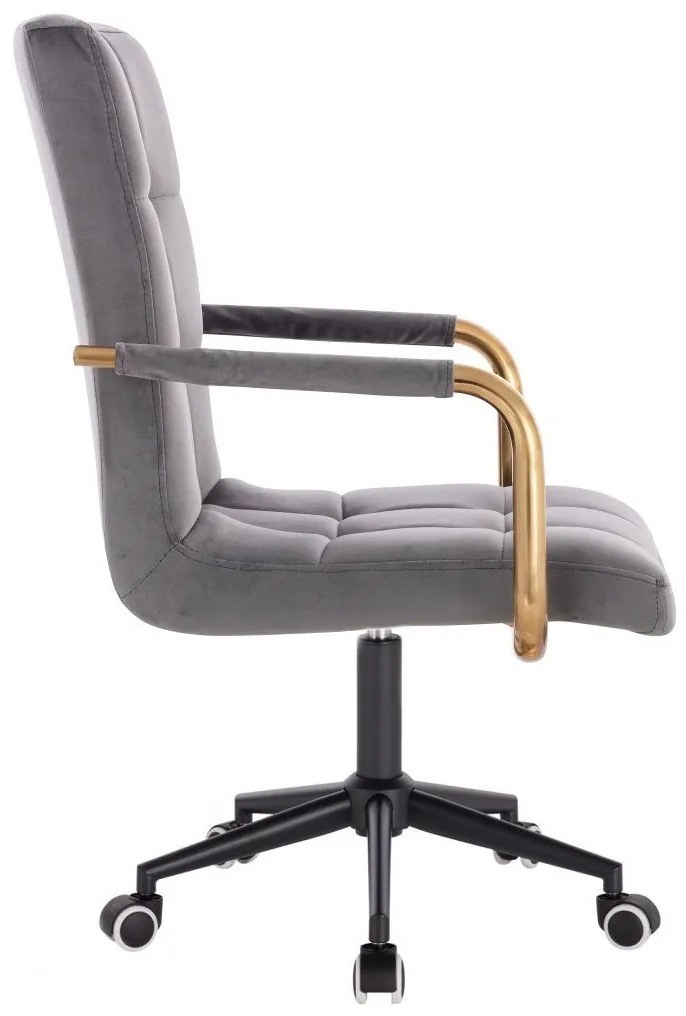 LuxuryForm DESIGN Otočná židle VERONA GOLD VELUR na černé podstavě s kolečky - tmavě šedá